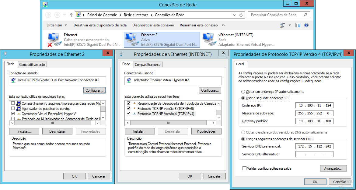 Como configurar a Rede em Maquina Virtual Hyper-V no Windows 2012 ...
