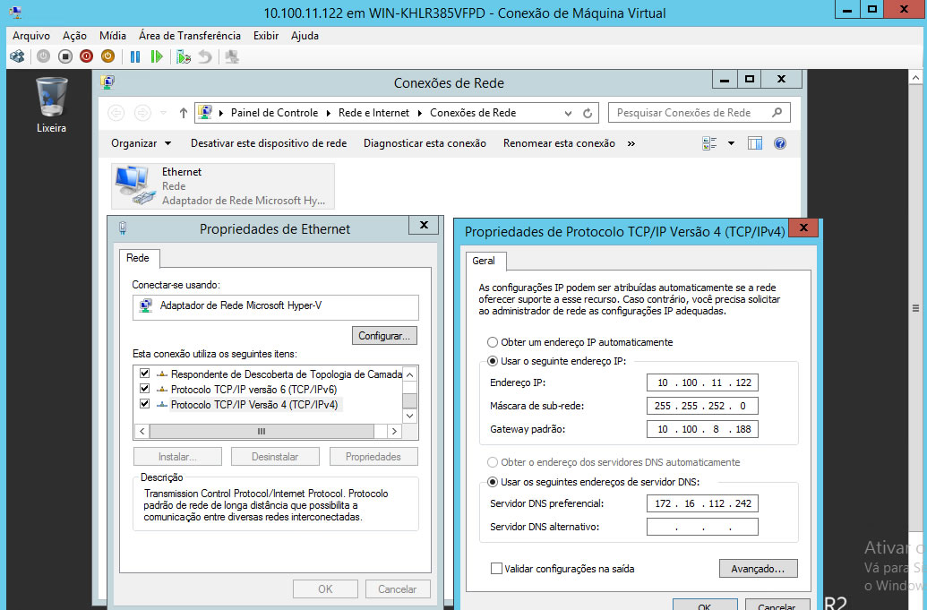 Como configurar a Rede em Maquina Virtual Hyper-V no Windows 2012 ...