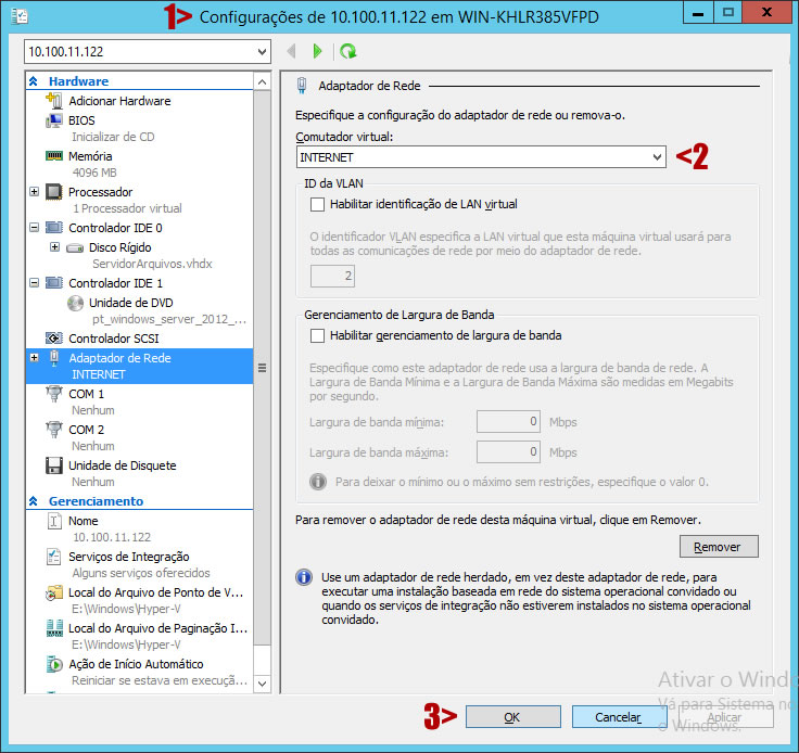 Como configurar a Rede em Maquina Virtual Hyper-V no Windows 2012 ...